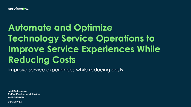 Automate and Optimize Technology Service Operations