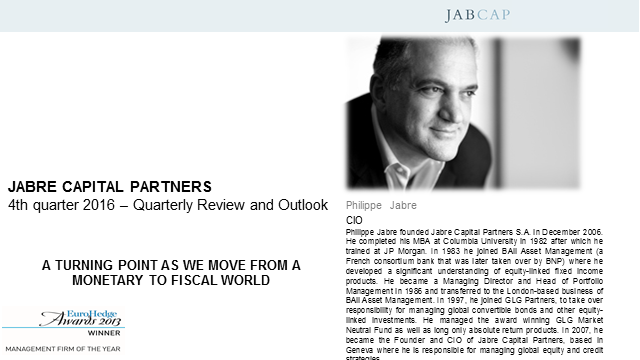 Jabre Capital Partners - 4th quarter 2016 - Quarterly review and outlook