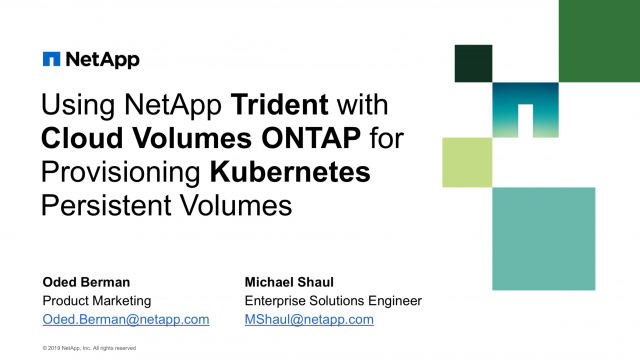 Using NetApp Trident with Cloud Volumes ONTAP for Provisioning Kubernetes