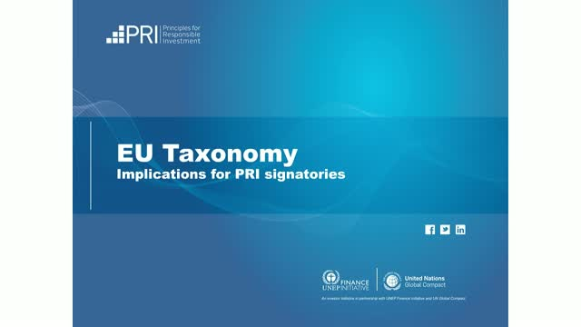The EU Taxonomy: Key takeaways for PRI Signatories