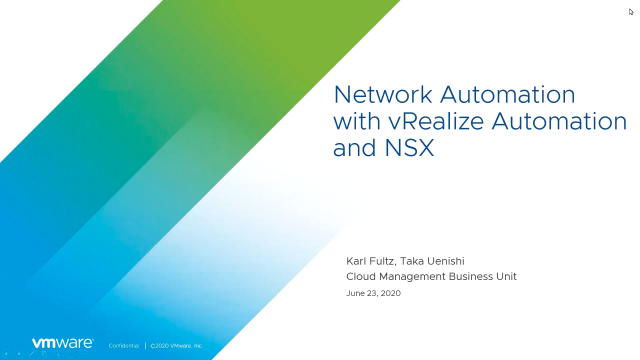 Network Automation with vRealize Automation and NSX