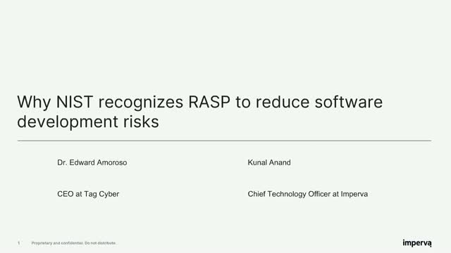 Why NIST recognizes RASP to reduce software development risks
