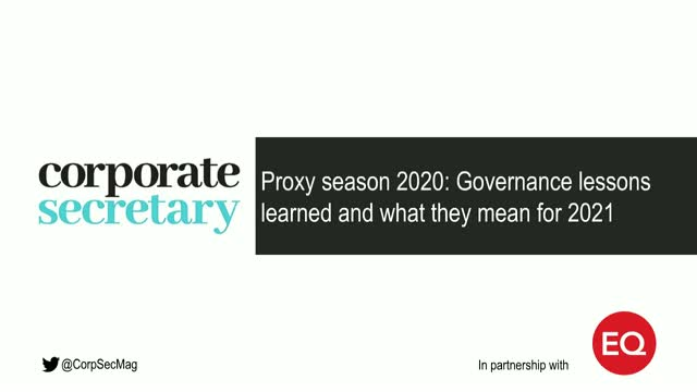 Webinar – Proxy season 2020: Governance lessons learned and what they mean