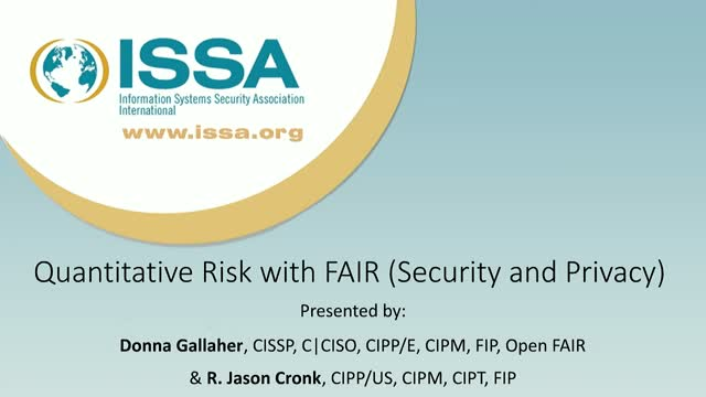 Quantitative risk with FAIR (Security and Privacy)