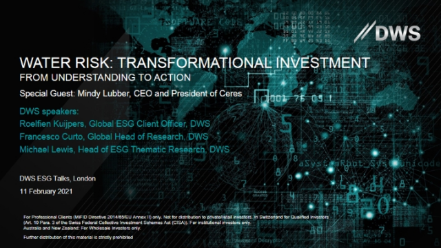 ESG TALKS: WATER RISK AND TRANSFORMATIONAL INVESTMENT