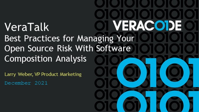 VeraTalks: Best Practices for Managing Your Open Source Risk With SCA